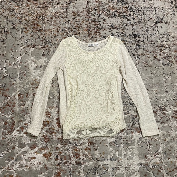 Cato | Tops | Cato Cream And White Lace Long Sleeve Top | Poshmark